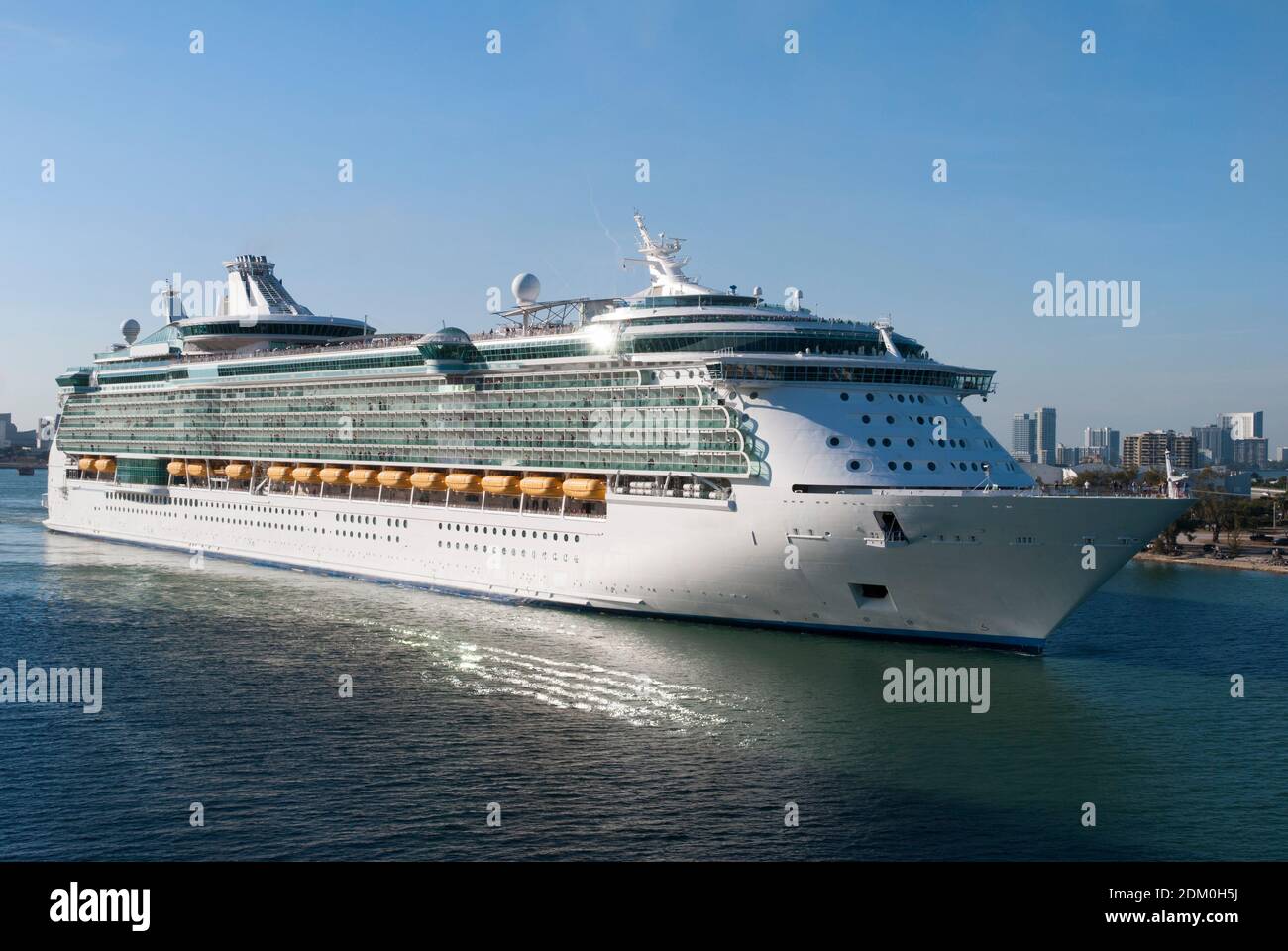 The large cruise liner leaving Miami through the Main Channel (Florida ...