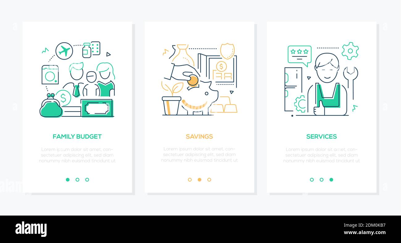 Budget - vector line design style icons set with copy space for text ...