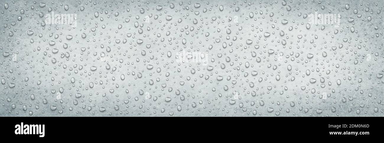Realistic water drops on gray concrete background - Vector illustration ...