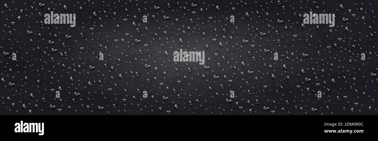 Realistic drops of water on a black background - Vector illustration ...
