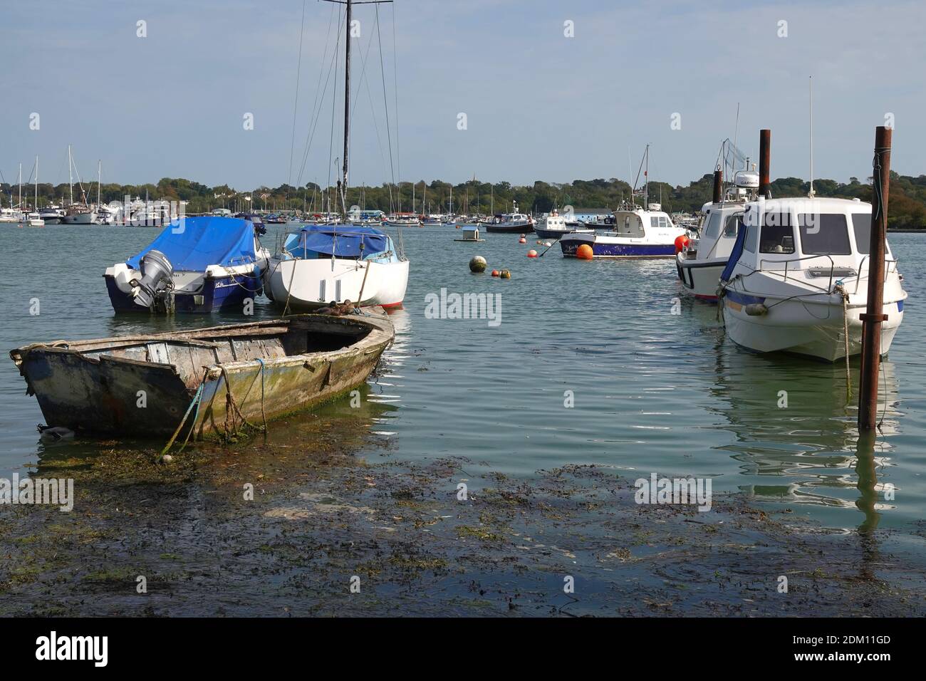 Small boats moored at St, Helens and Bembridge on the Isle of Wight ...
