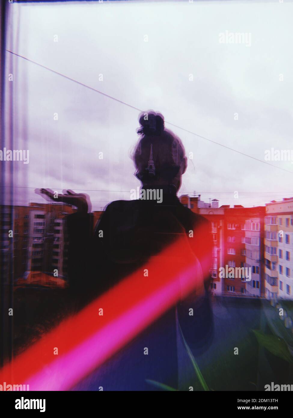 Silhouette Woman Reflecting On Window Stock Photo - Alamy