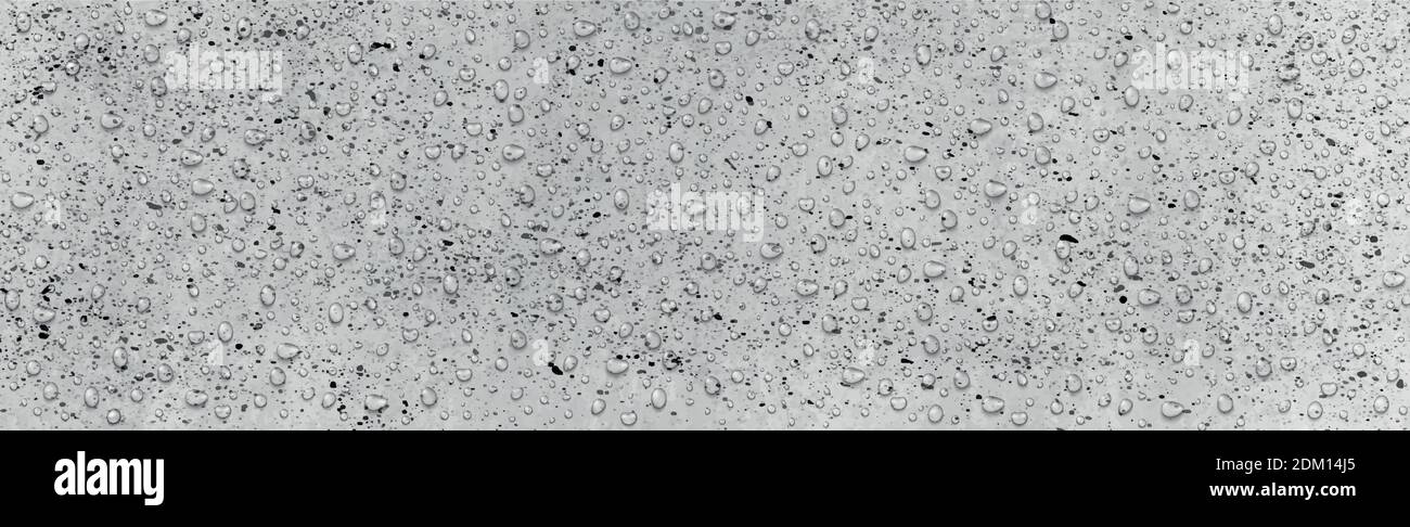 Realistic water drops on gray concrete background - Vector illustration ...