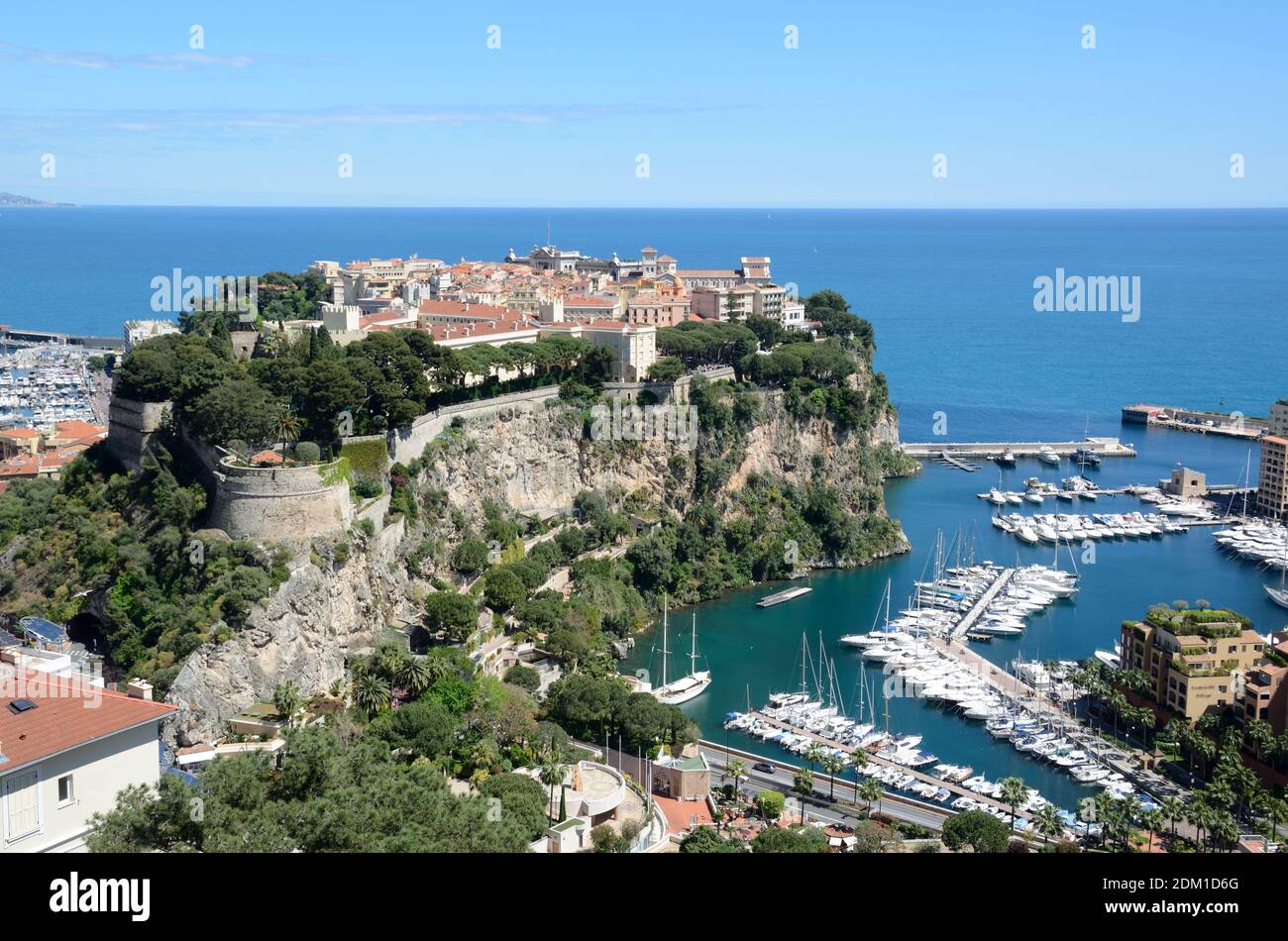 View over the Rock of Monte Carlo with the Port de Fontvieille Monaco ...