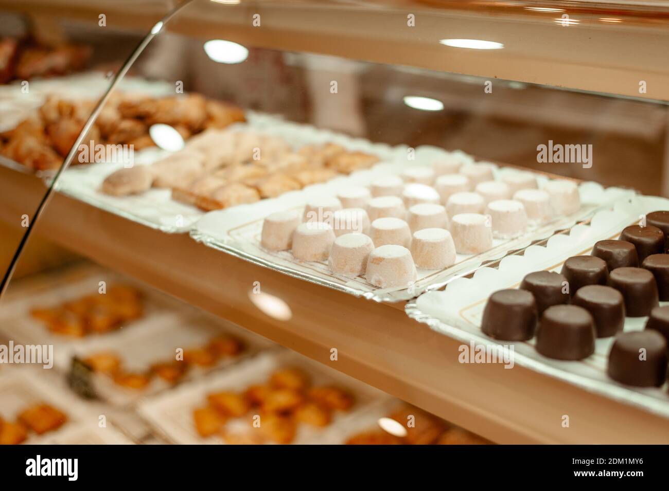 Bakery pastry counter display in Spain Stock Photo - Alamy