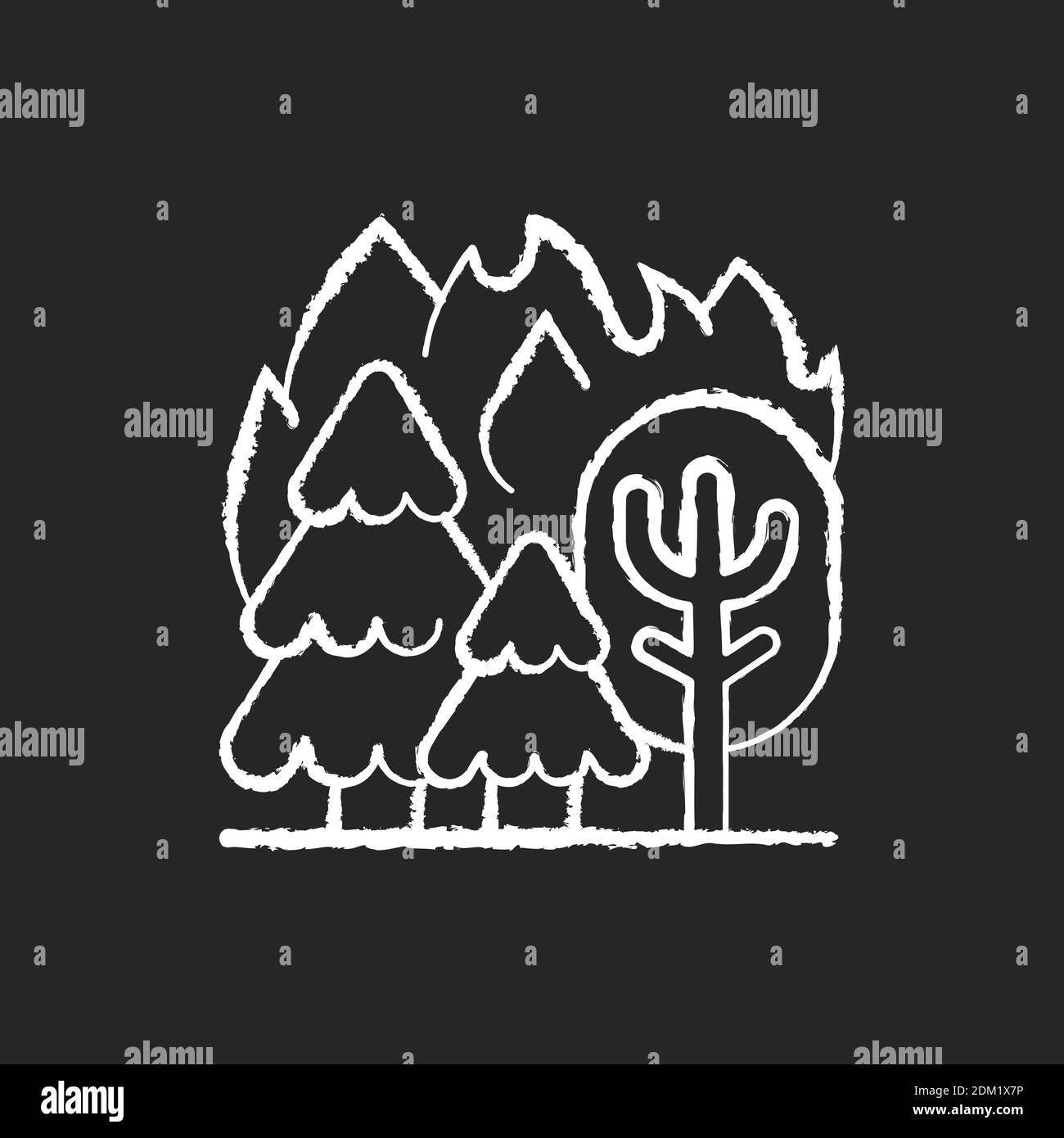 Forest fires chalk white icon on black background Stock Vector Image ...