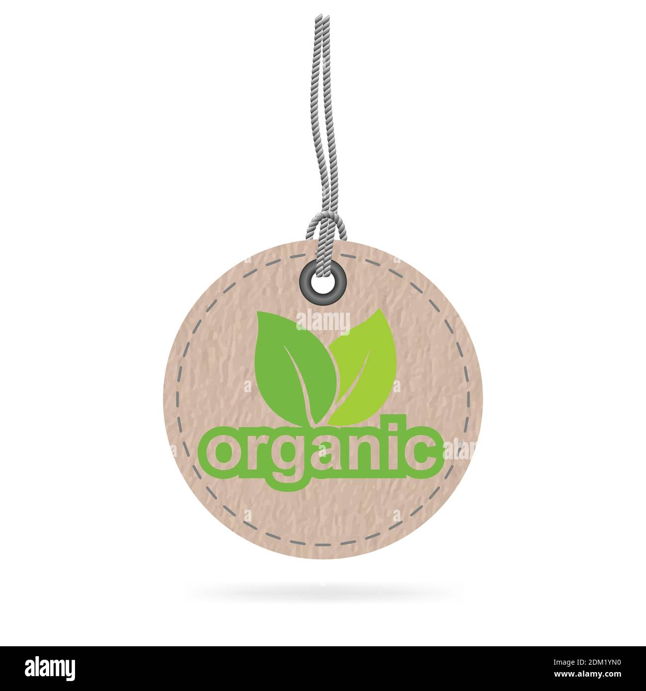 100% Organic label with green leaf, 3d vector illustration Stock Vector ...