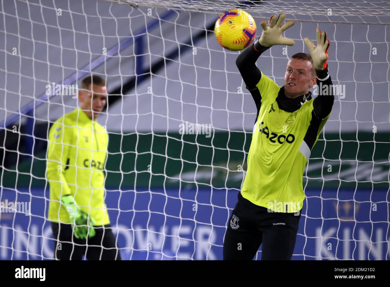 Everton's Jordan Pickford (right) with Robin Olsen (behind) ahead of ...
