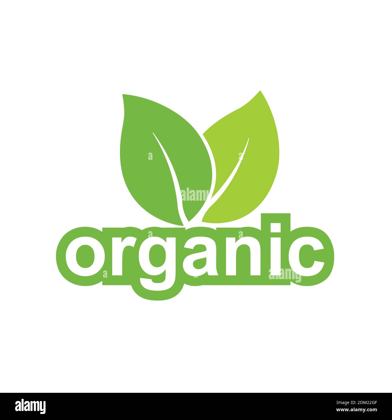 Organic logo or label with two raw green leaves, vector illustration ...