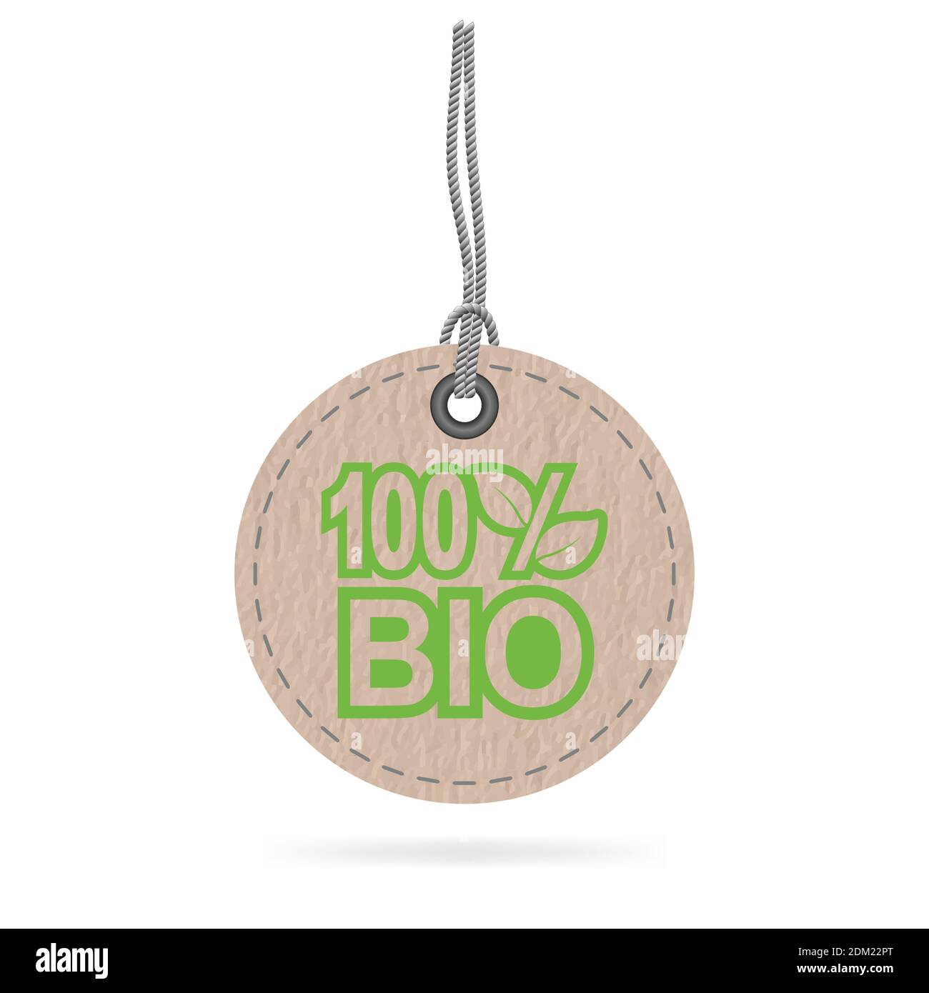 100% Bio label with green leaf, 3d vector illustration Stock Vector ...