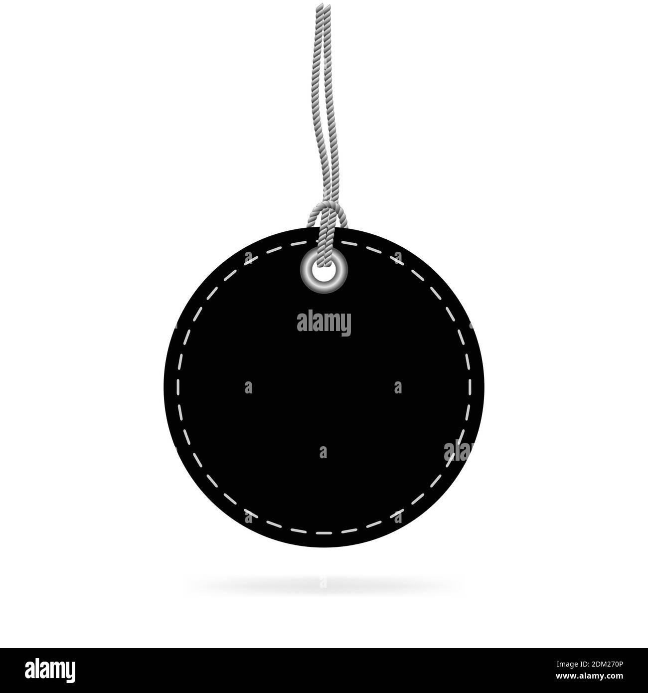 Round blank black sale tag label with string, 3d vector illustration ...