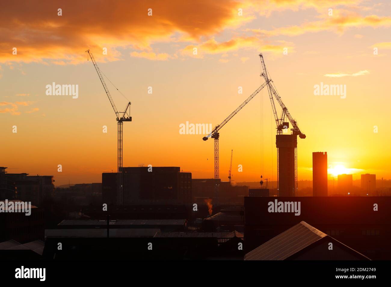 Sunrise behind Monk Bridge development in Leeds City Centre Stock Photo ...