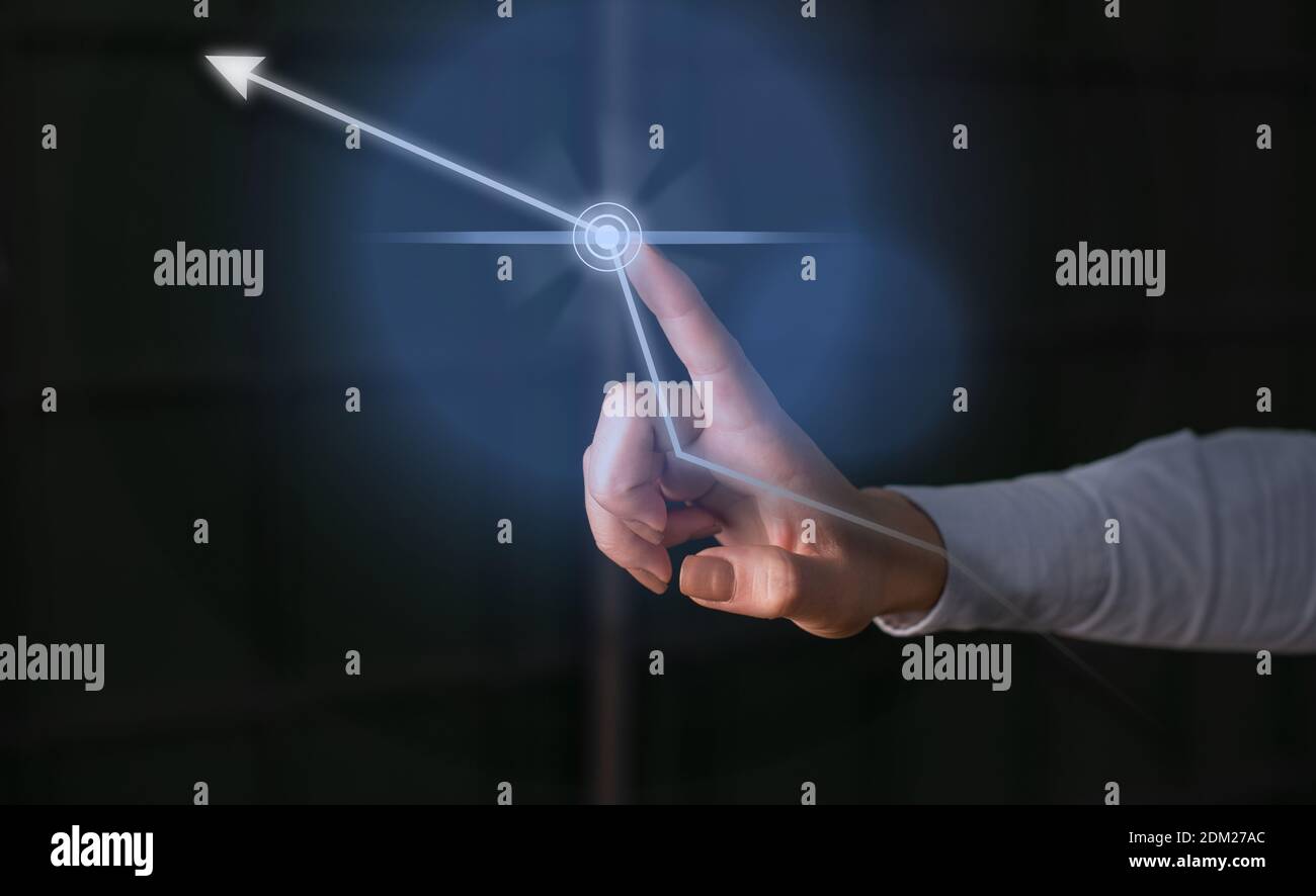 Digital Composite Image Of Woman Hand Touching Light Stock Photo - Alamy