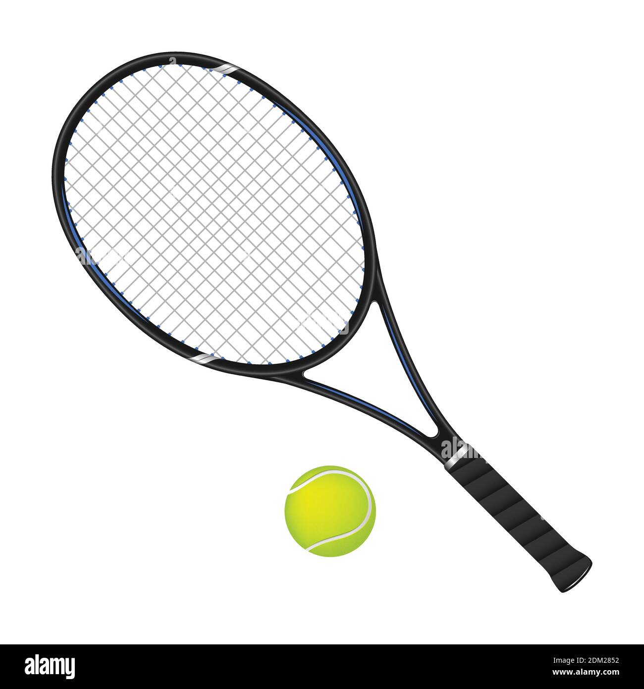 Tennis racket and ball isolated on white, 3d vector illustration Stock ...