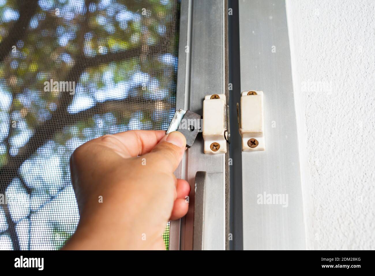 Close-up Of Human Hand On Window Stock Photo - Alamy