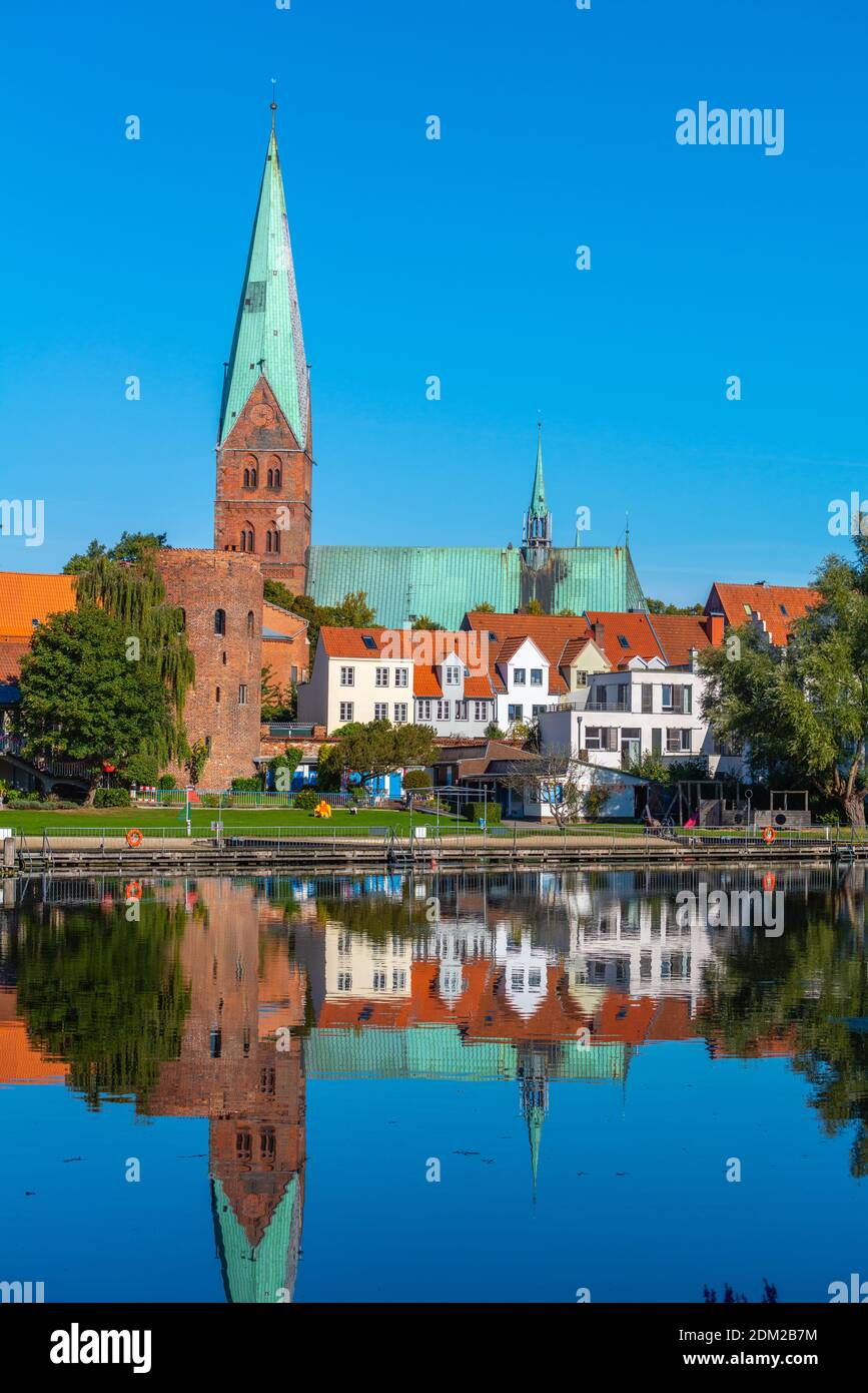Lake Mühlenteich and Cathedral, Hanseatic City of Lübeck, Schleswig ...