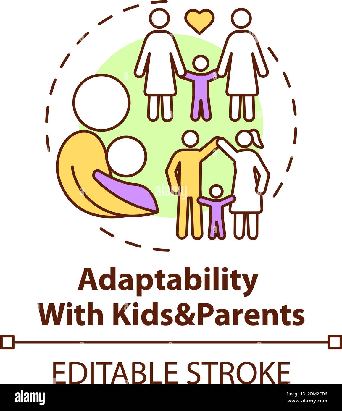 Adaptability with kids and parents concept icon Stock Vector Image ...