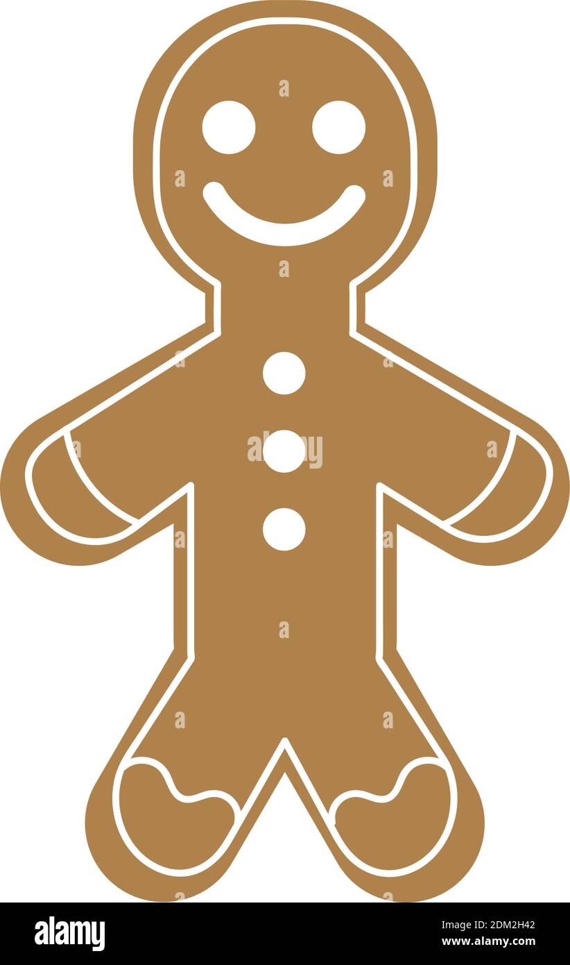 Isolated christmas gingerbread icon with a smiley face. Vector ...