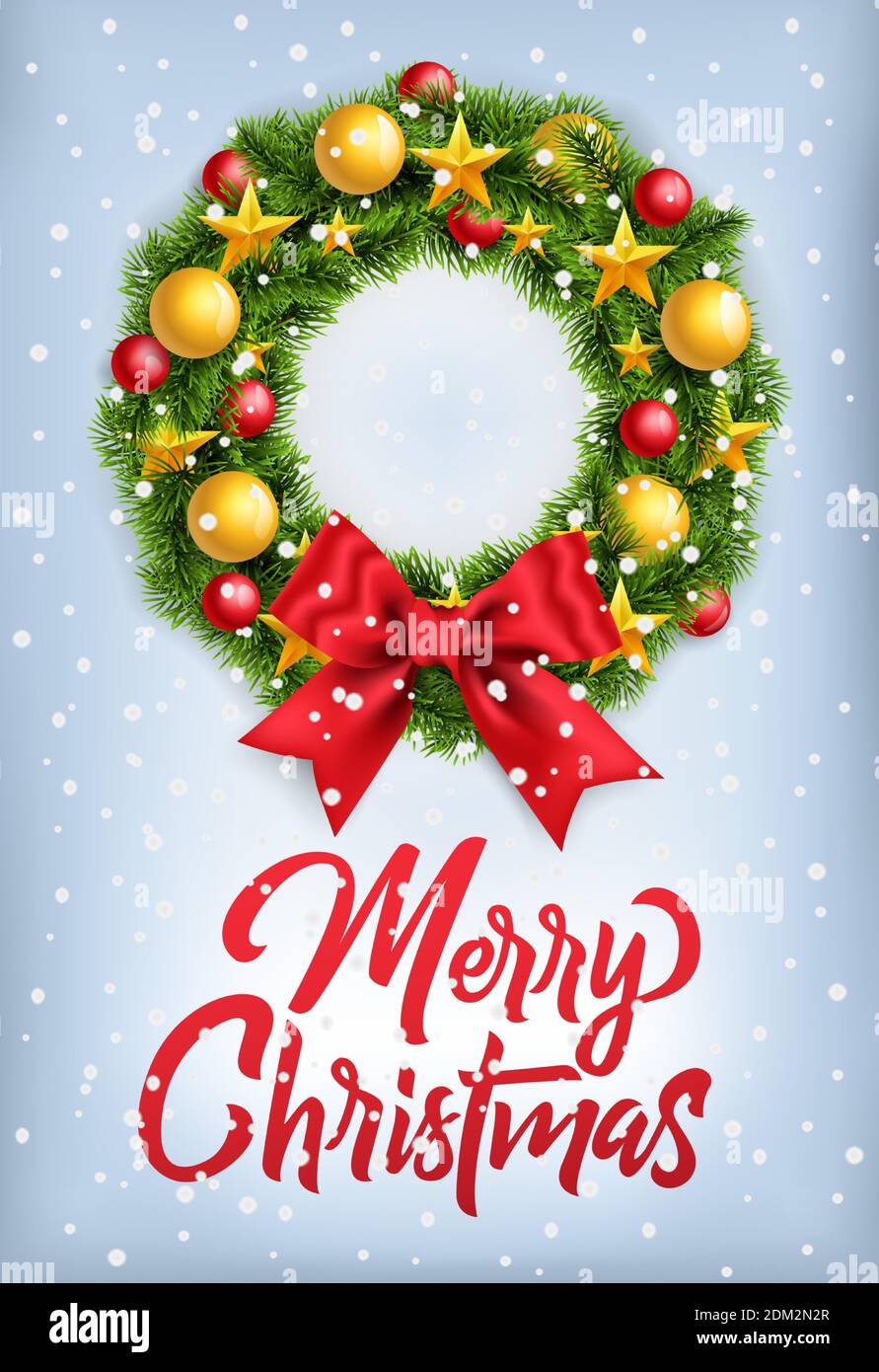 Merry christmas lettering branches Stock Vector Images - Alamy