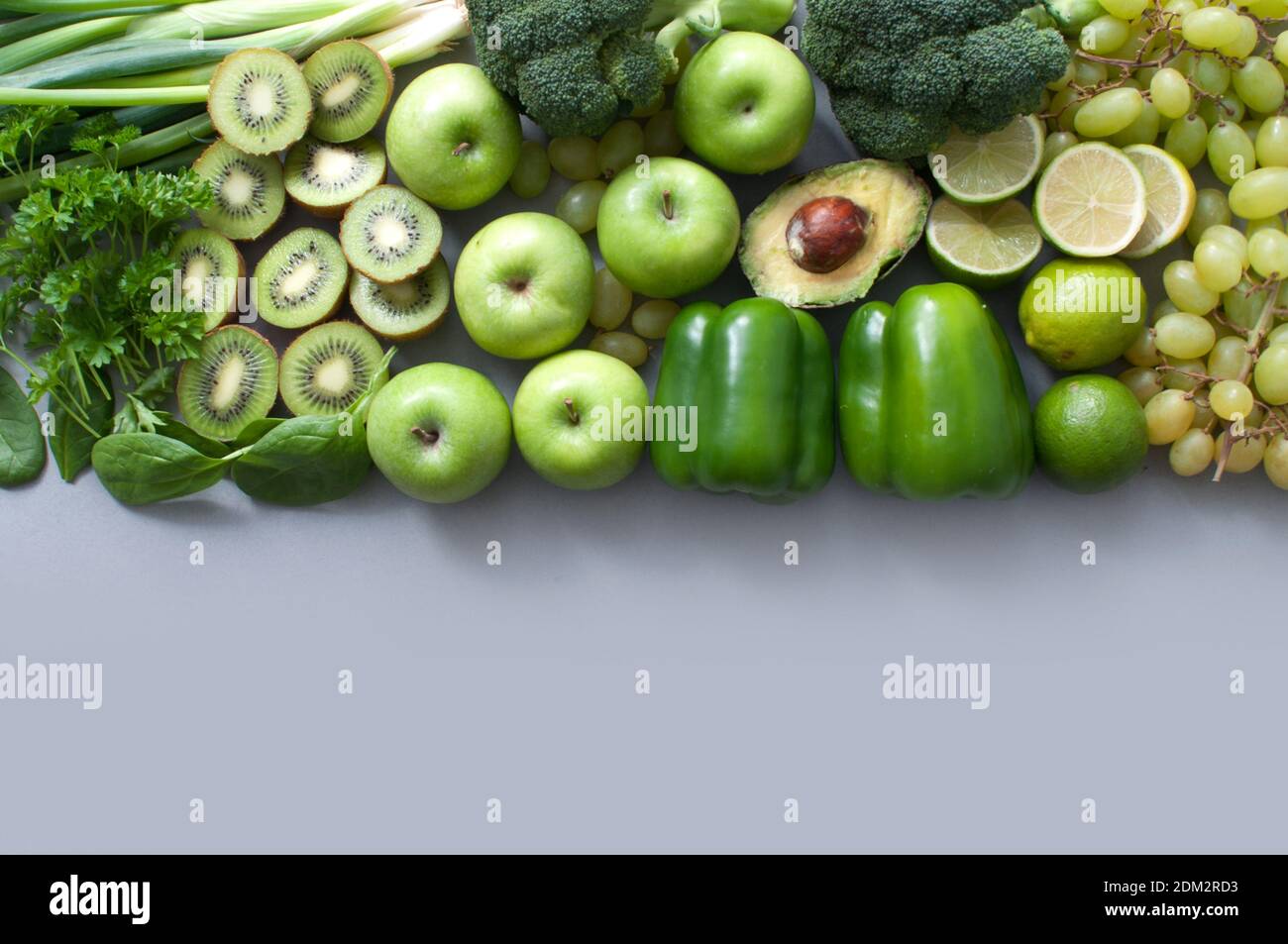 Assorted healthy fresh green fruits and vegetables Stock Photo - Alamy