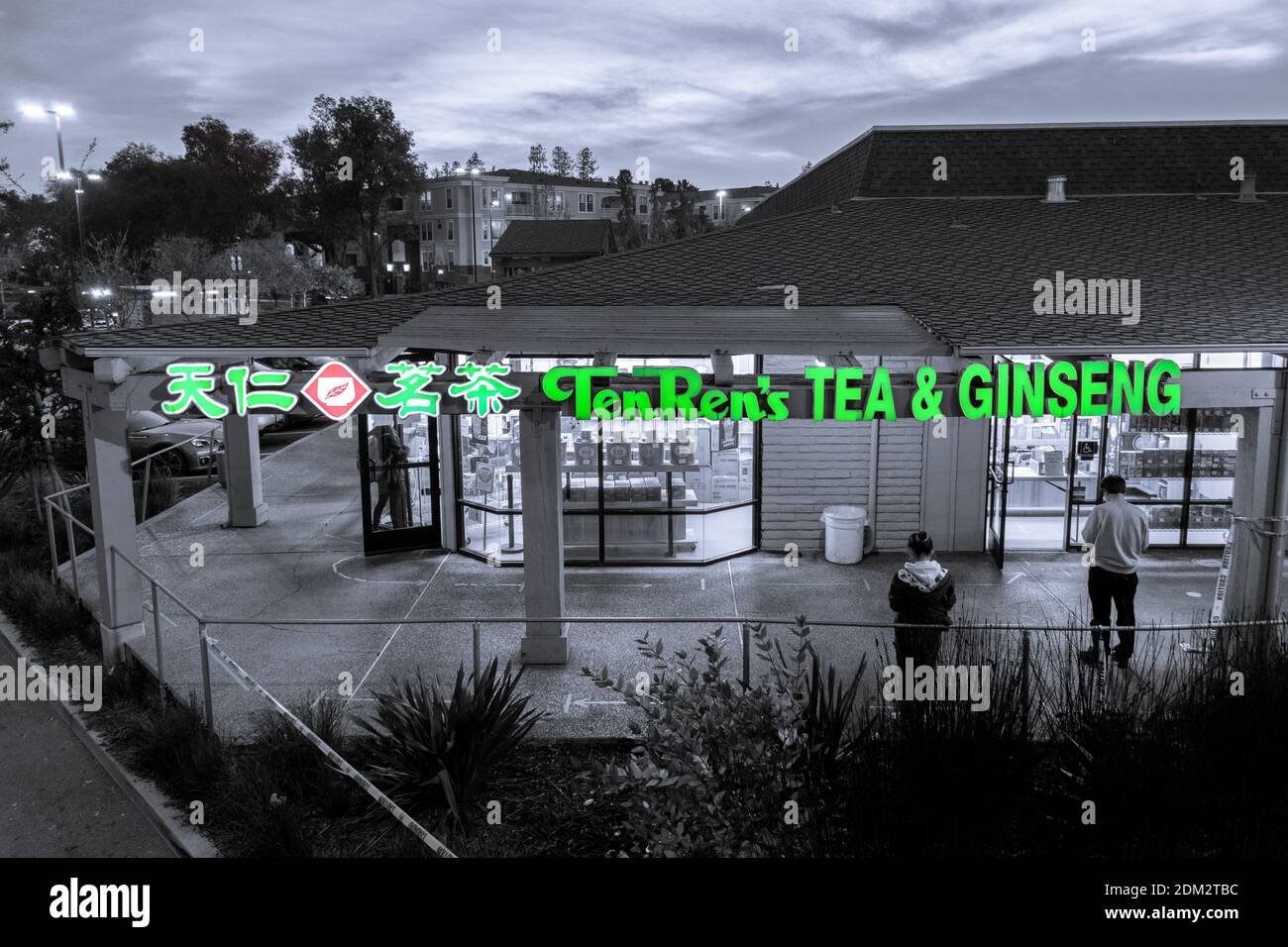 Famous Boba Tea Storefront from Above in the Evening Stock Photo - Alamy
