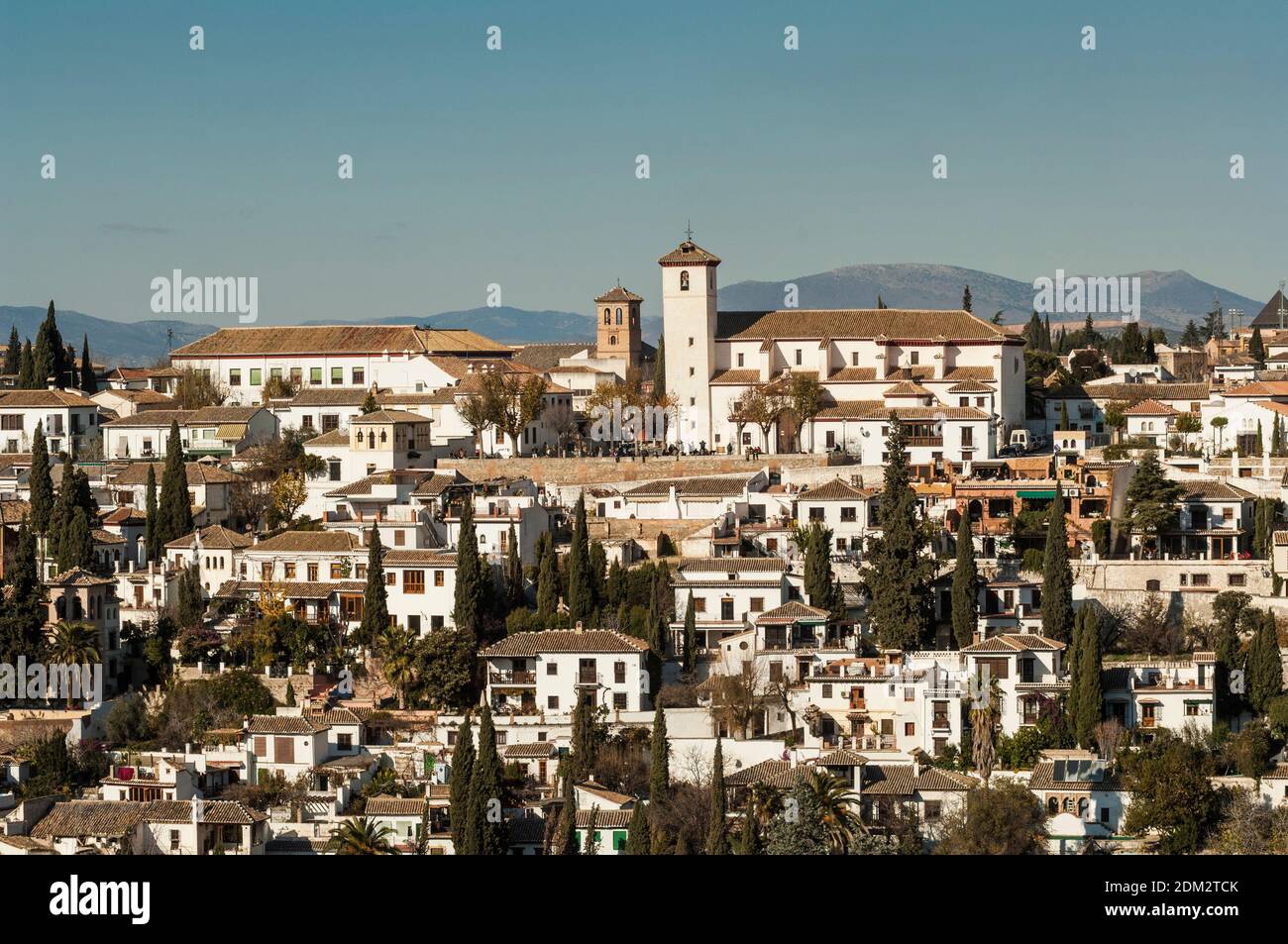 Panoramic view of the city of Granada (Spain) from the monument of the ...