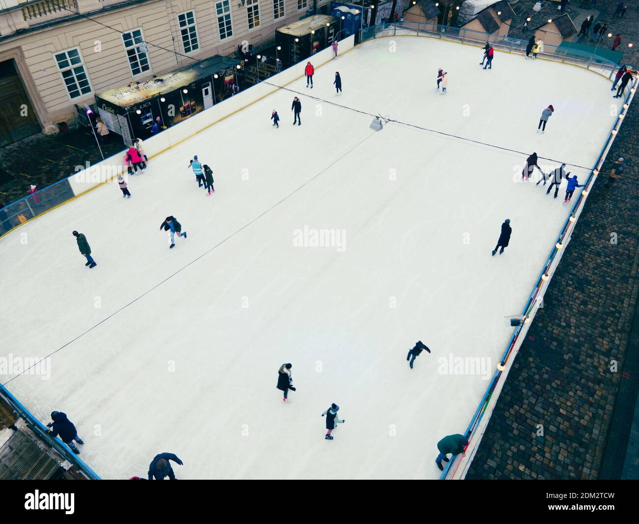 aerial view of ski rink at city center copy space Stock Photo - Alamy