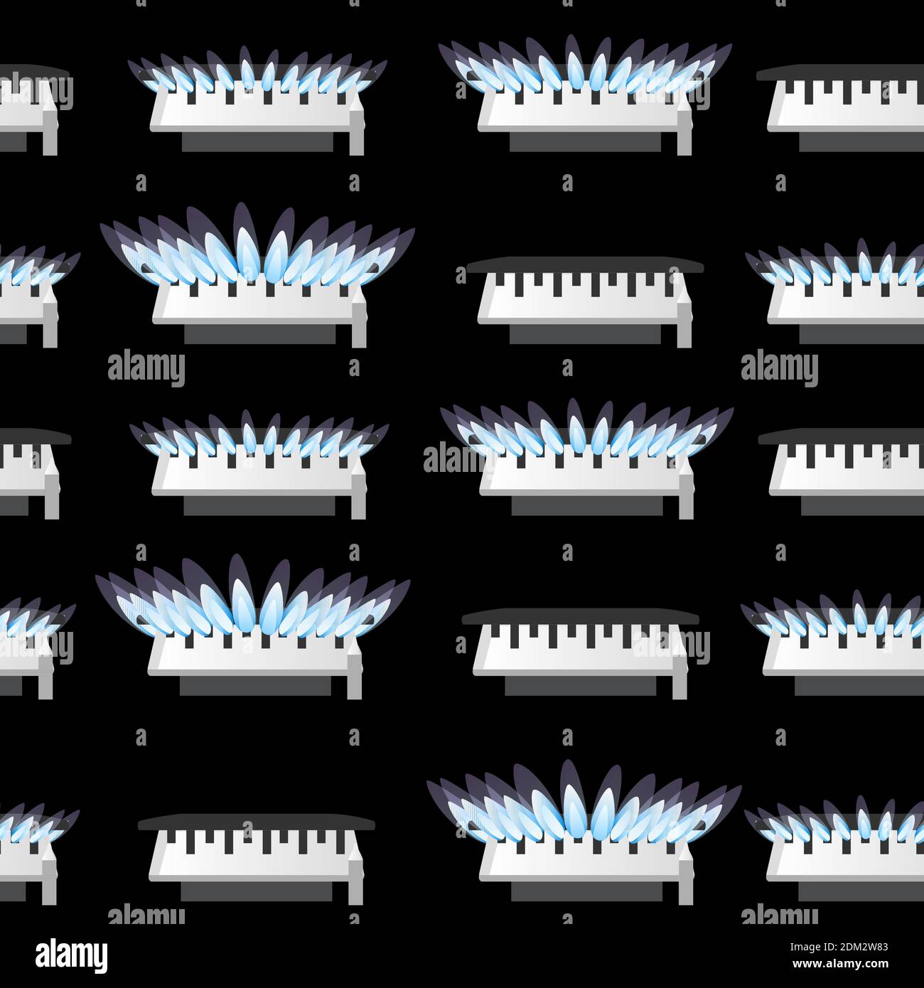 Seamless pattern of four gas stove kitchen burner off low mid and high ...