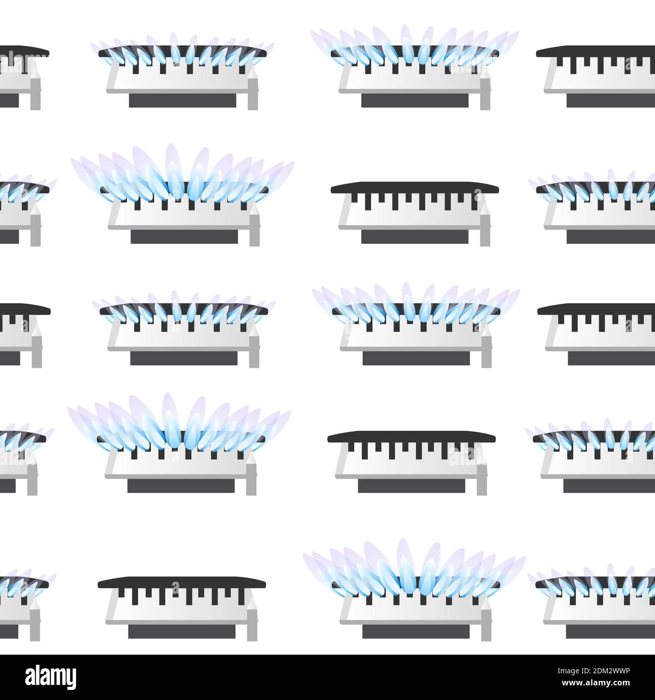 Seamless pattern of four gas stove kitchen burner off low mid and high ...