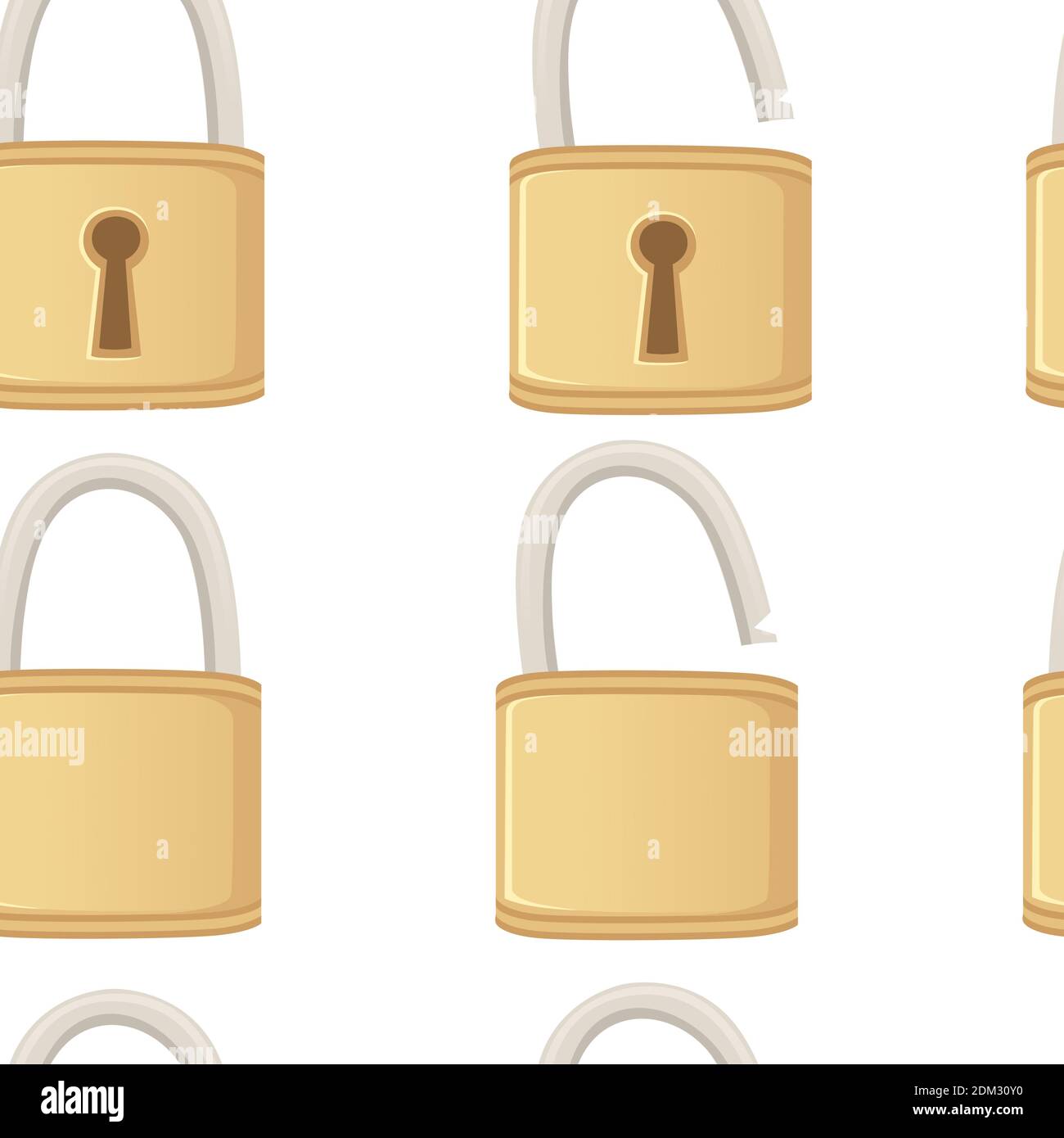 Seamless pattern closed and open lock classic metal lock with golden ...