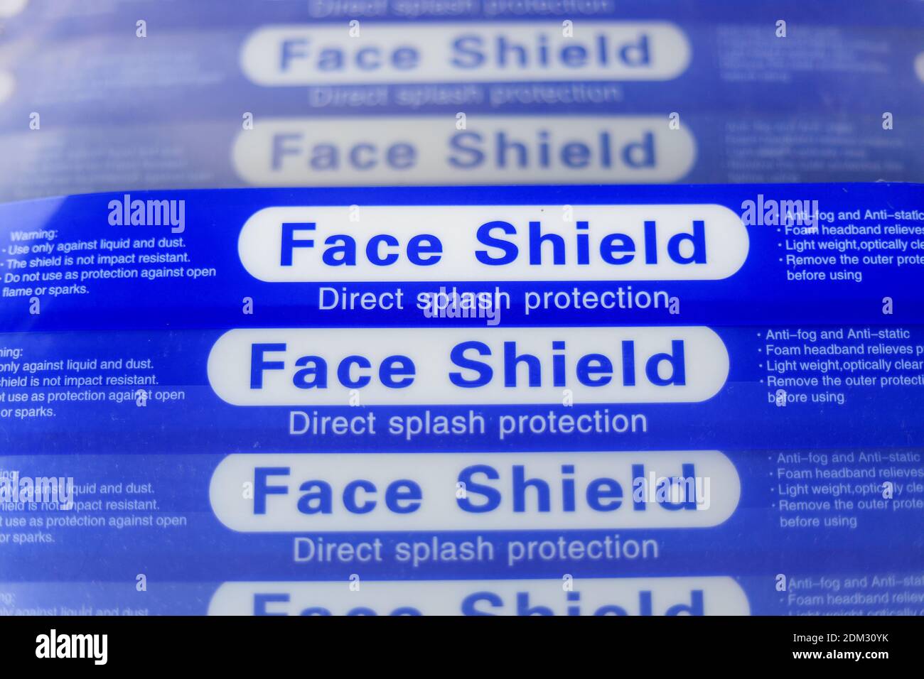 Closeup Stack of Blue Face Shield to protect from direct splash and ...