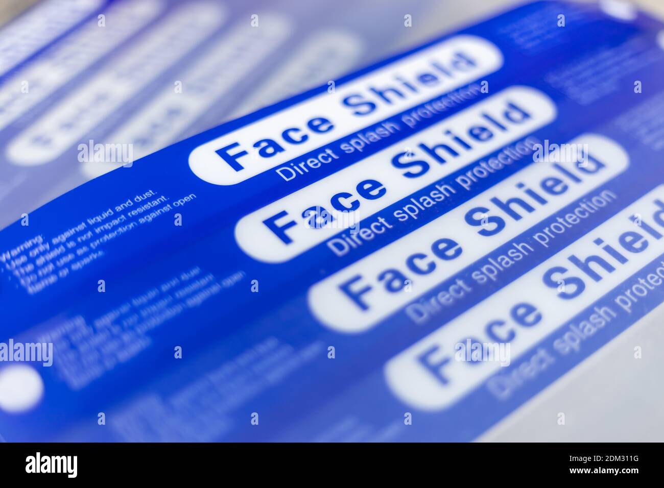 Closeup Stack of Blue Face Shield to protect from direct splash and ...