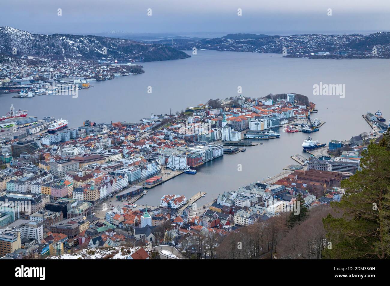 Nice view over Bergen from Fløyen Stock Photo - Alamy