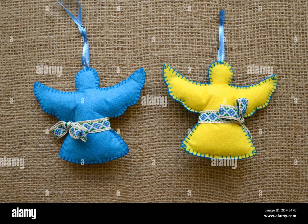 Christmas decorations made of wool, handmade work Stock Photo - Alamy