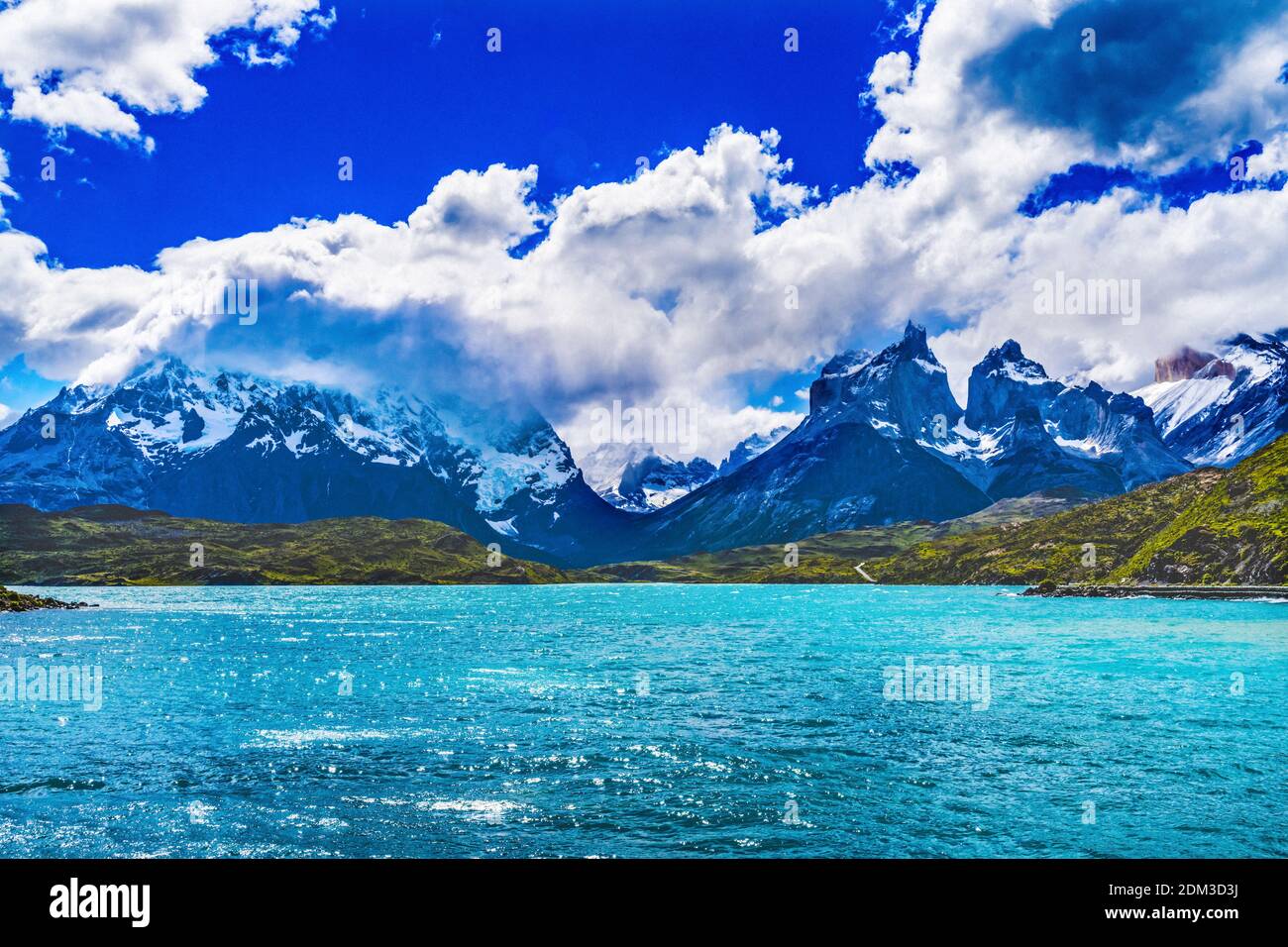 Large Pehoe Lake Lago Paine Horns Three Granite Peaks Torres del Paine ...