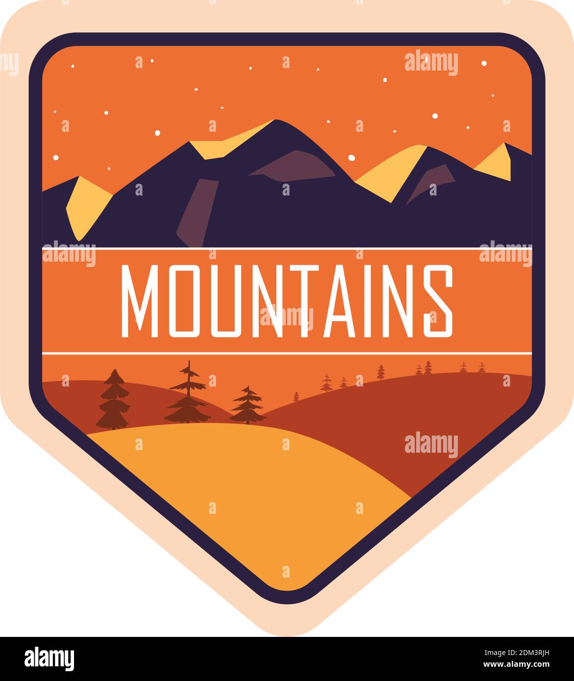 mountains landscape at night label design, nature and outdoor theme ...
