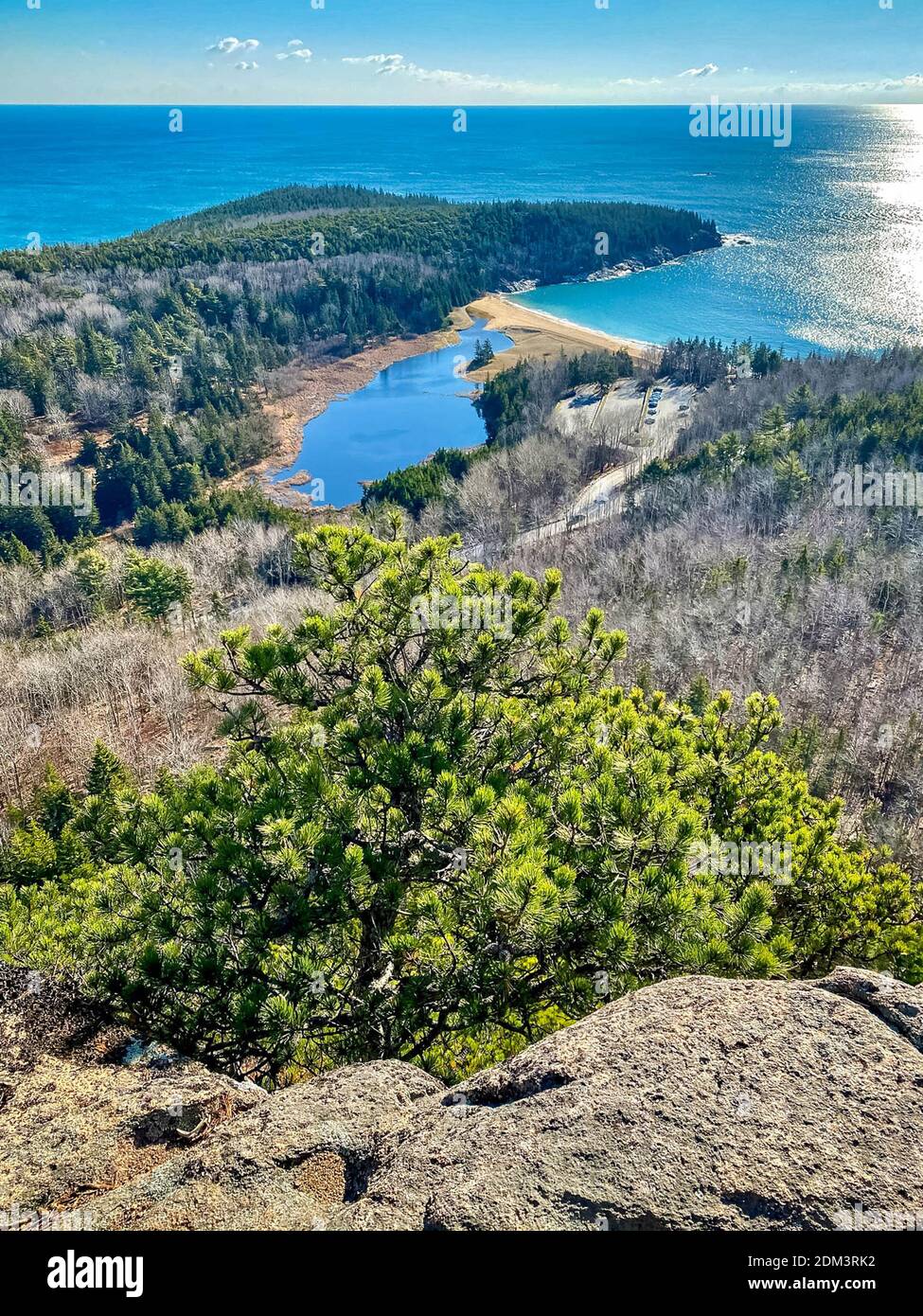 Aerial view of Sand beach in Acadia national park at fall Stock Photo ...