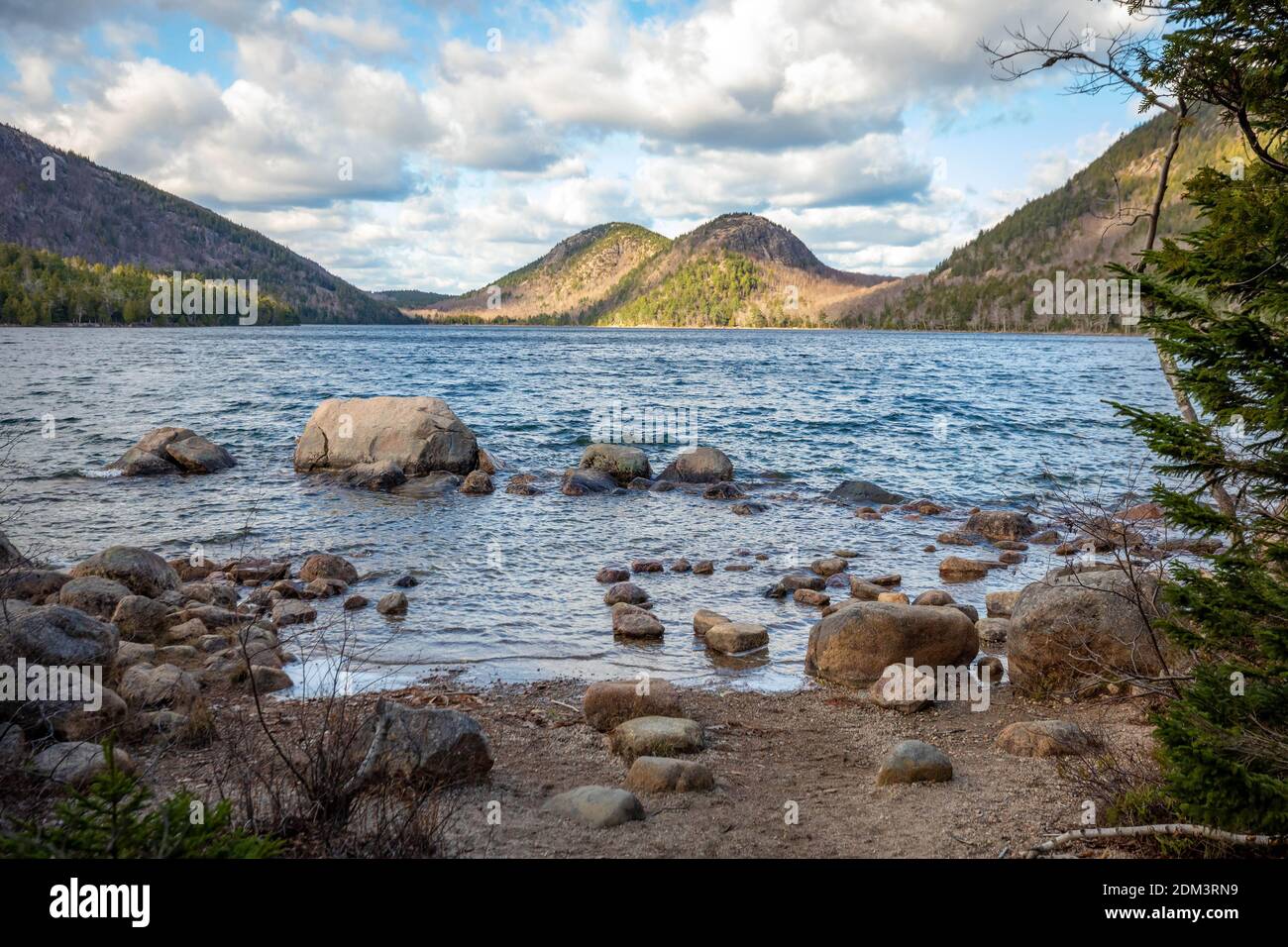 Scenic view of Jordan pond at Acadia National park at fall Stock Photo ...