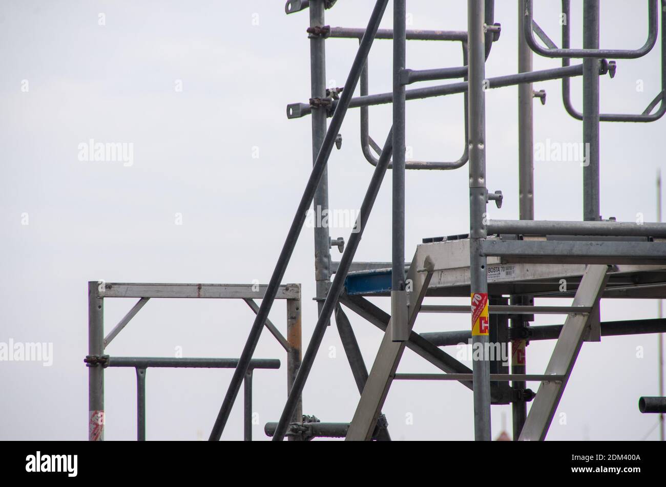 Scaffolding against a white background Stock Photo - Alamy