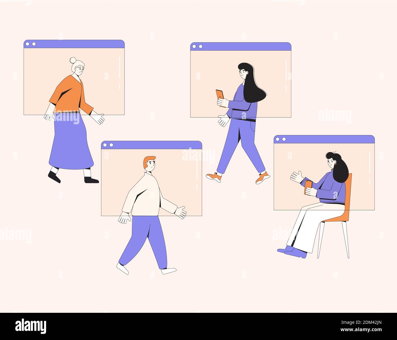 Video call conference. Family online meeting. Digital communication ...
