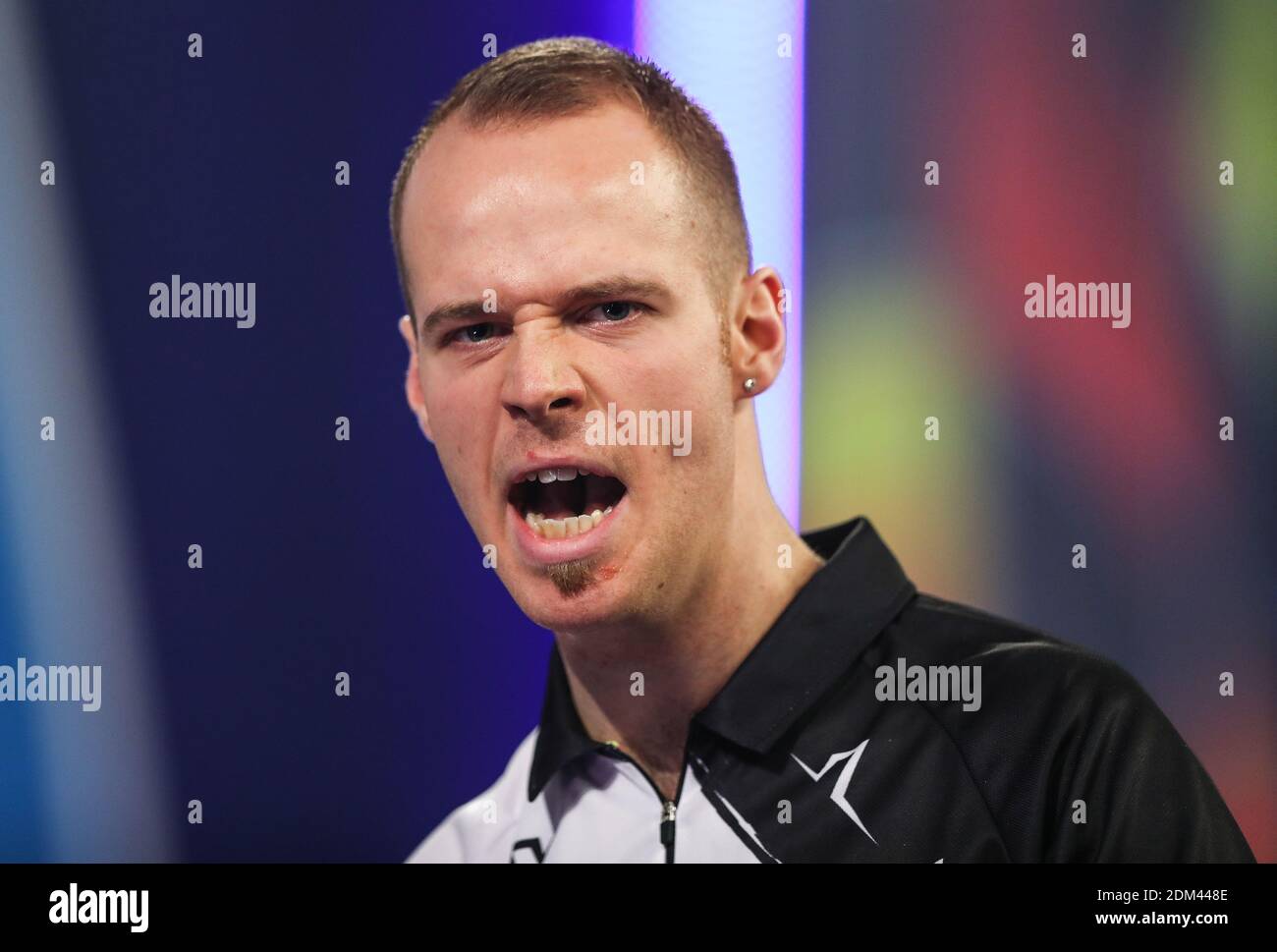 Max Hopp celebrates during day two of the William Hill World Darts ...