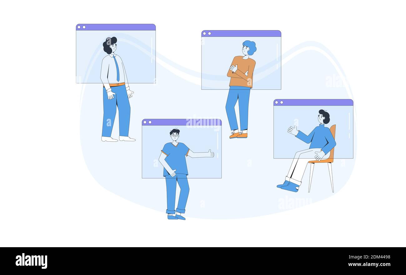 Video call conference. Friends or family online meeting. Digital ...