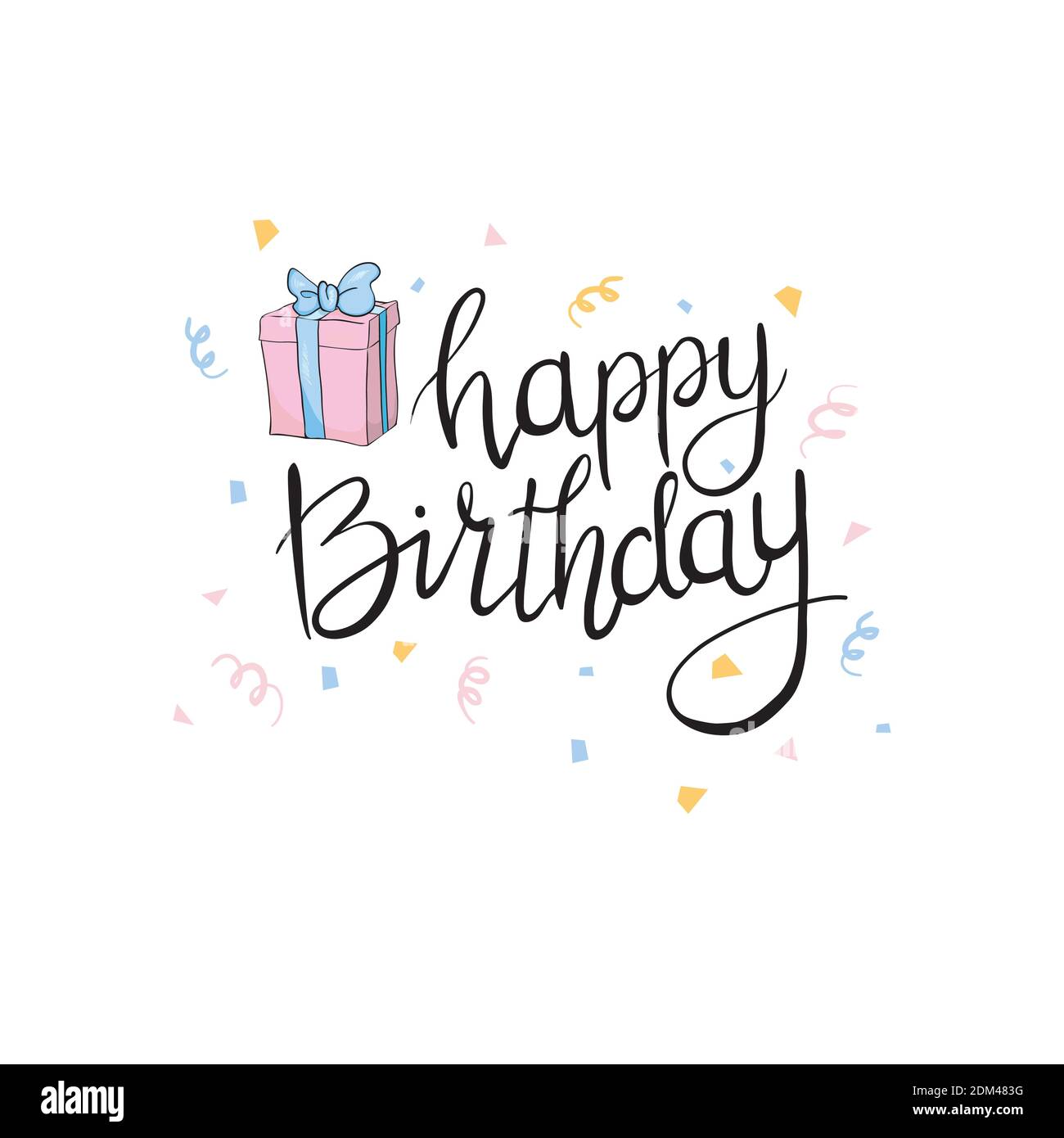 Lettering. Happy Birthday Hand-drawn card. Vector illustration Stock ...
