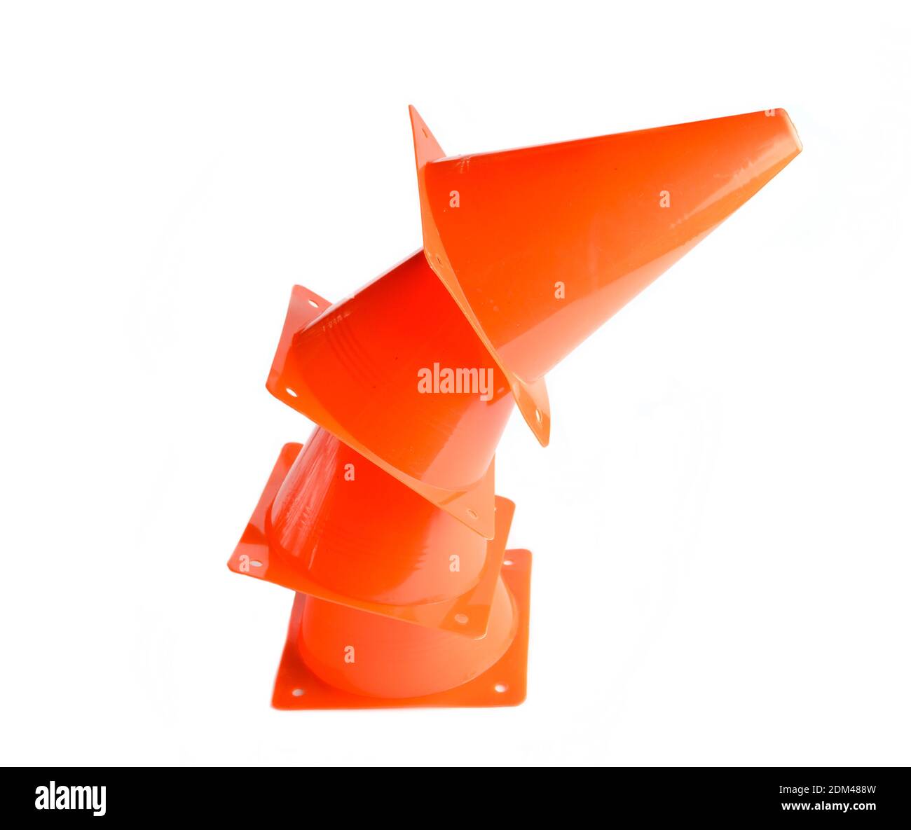 Stack of orange cone, road barrier isolated on a white background Stock ...