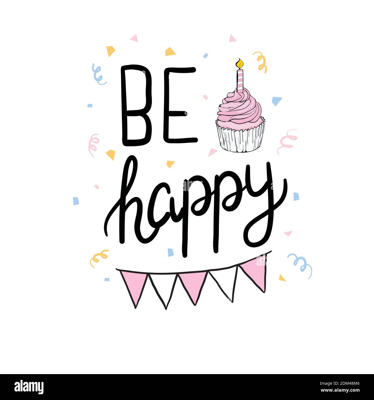 Happy Birthday Hand-drawn card. Vector illustration Stock Vector Image ...