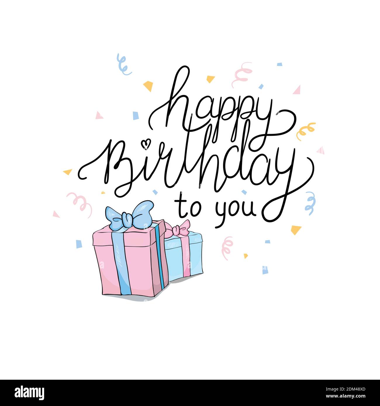 Lettering. Happy Birthday Hand-drawn card. Vector illustration Stock ...