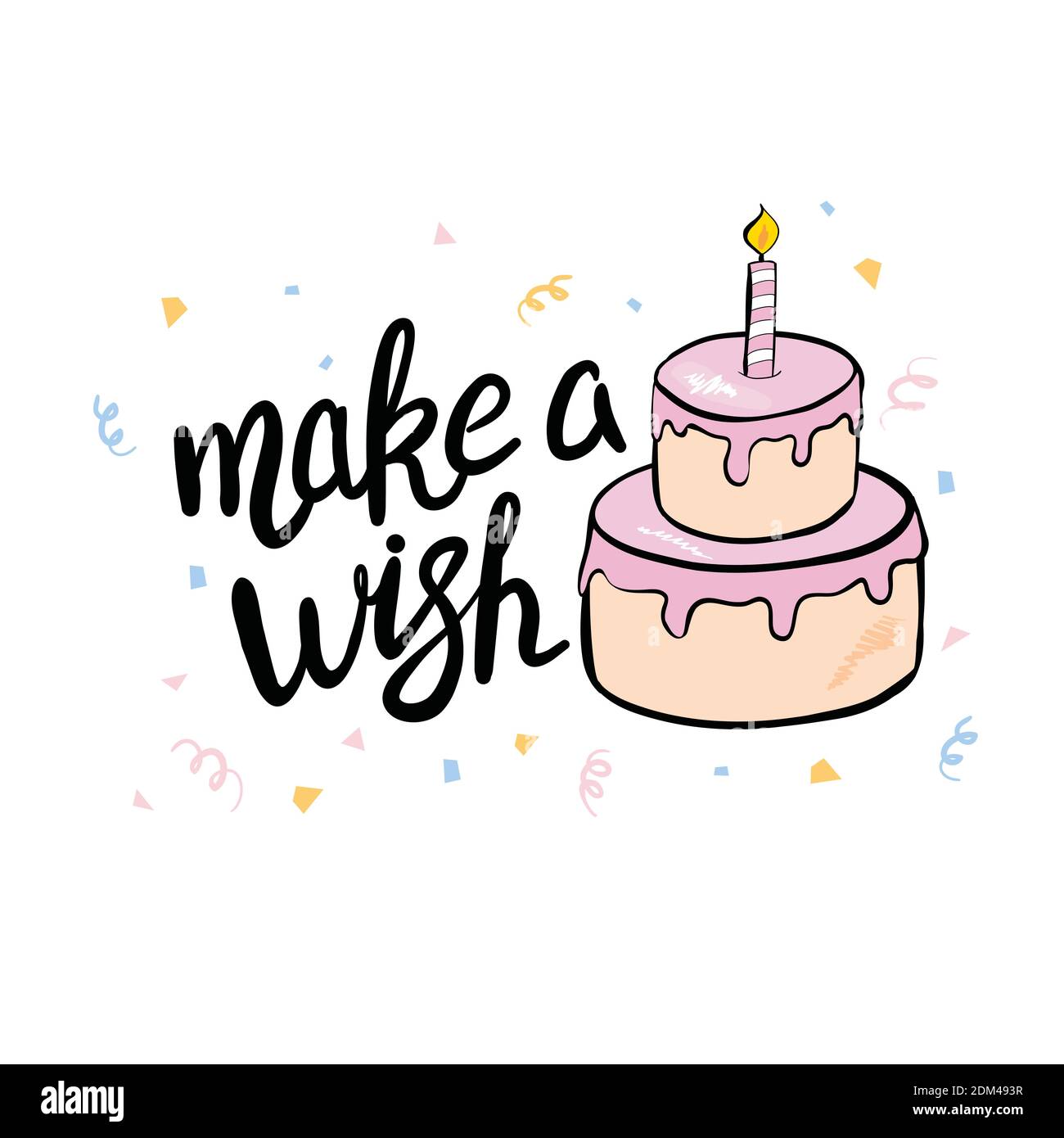 Happy Birthday Hand-drawn card. Vector illustration Stock Vector Image ...