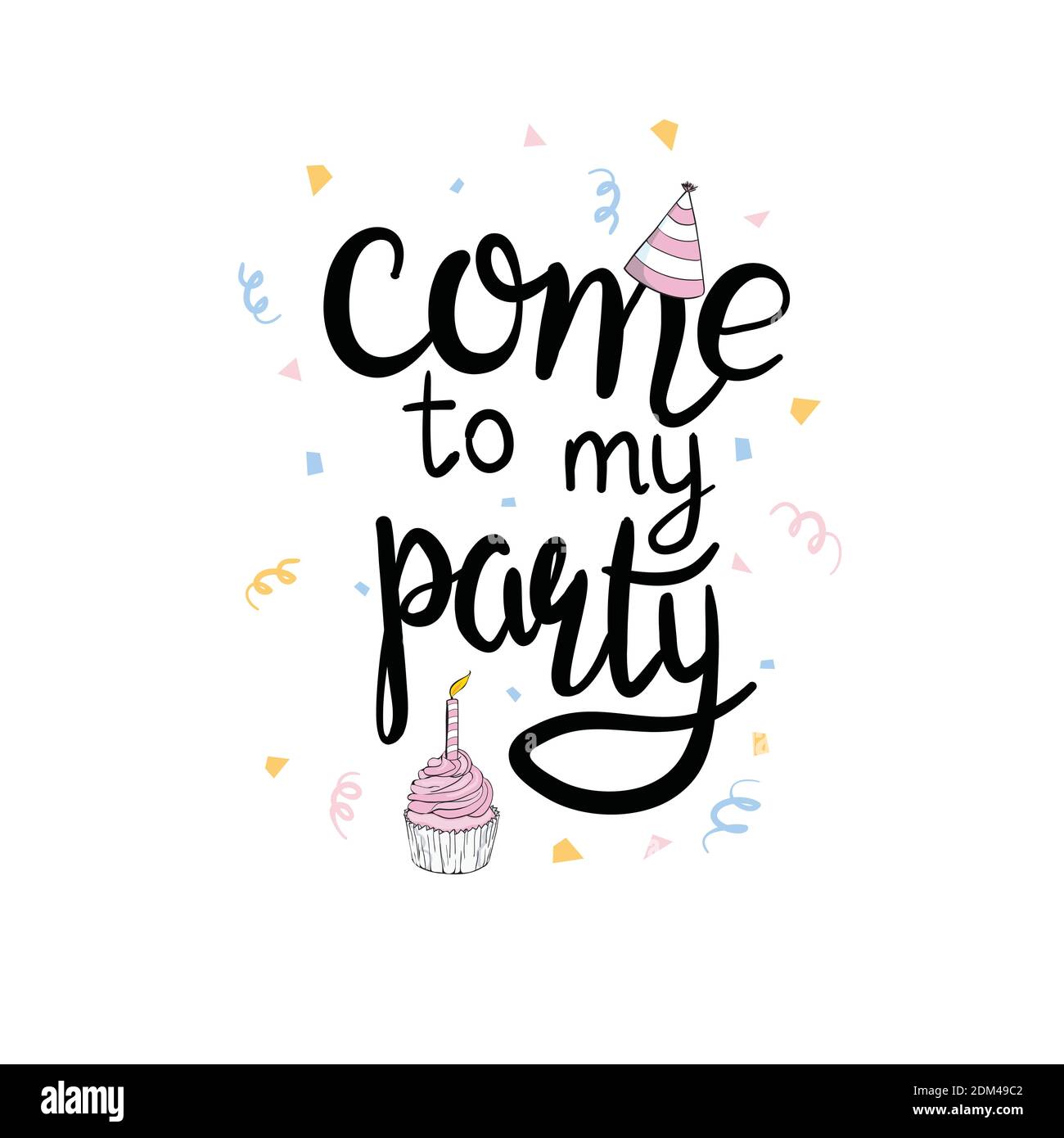 Happy Birthday Hand-drawn card. Vector illustration Stock Vector Image ...