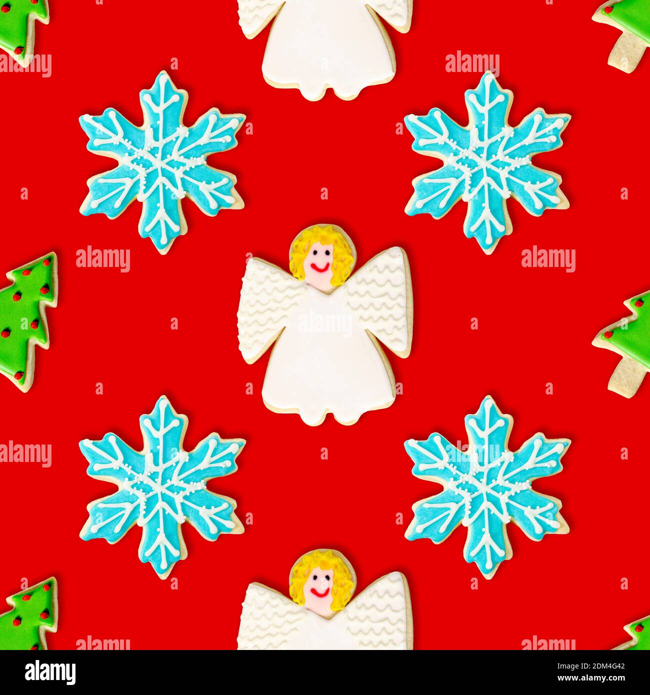 Christmas Tree, Blue Snowflake and Angel: Christmas Cookie Repeating ...