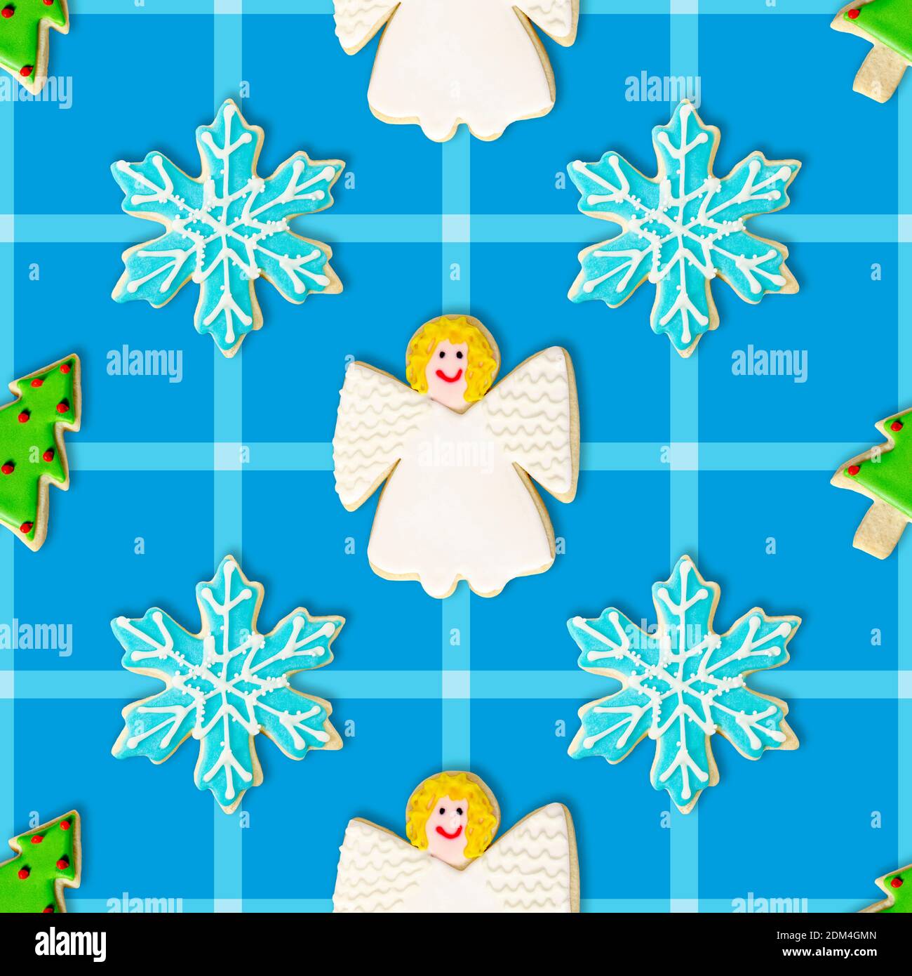 Christmas Tree, Blue Snowflake and Angel: Christmas Cookie Repeating ...